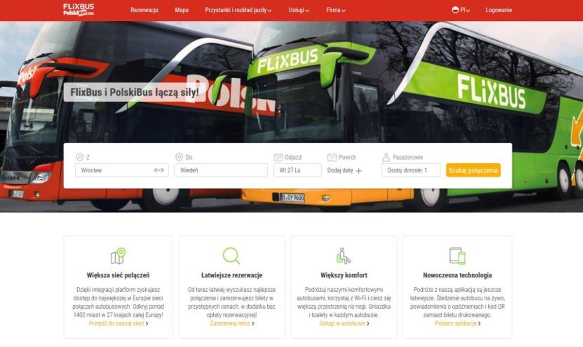 FlixBus i PolskiBus już z jedną stroną www - rp.pl