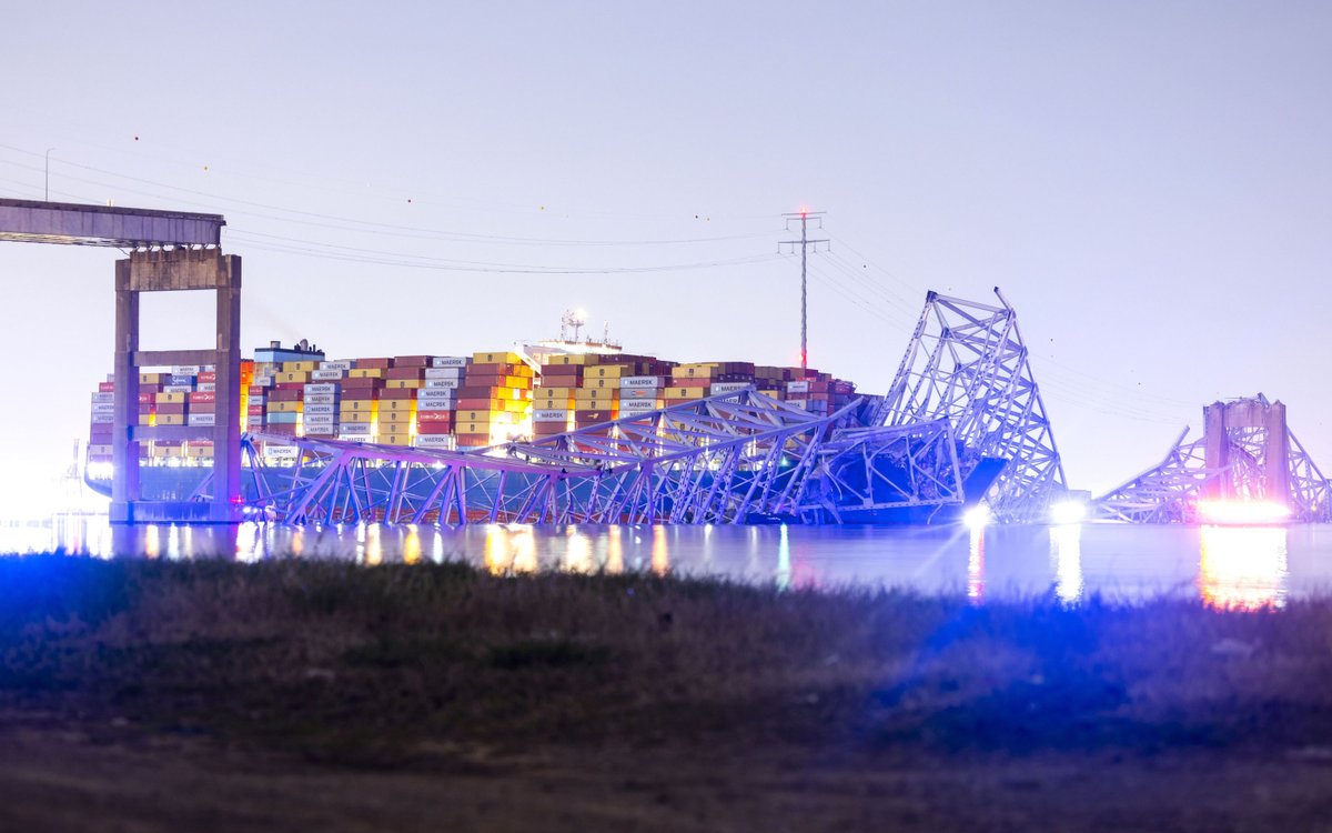 Katastrofa w Baltimore. Po uderzeniu statku zawalił się most Francis ...